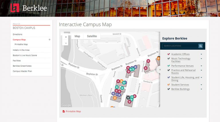 Berklee College Campus Map – Boston Freelance Web Designer